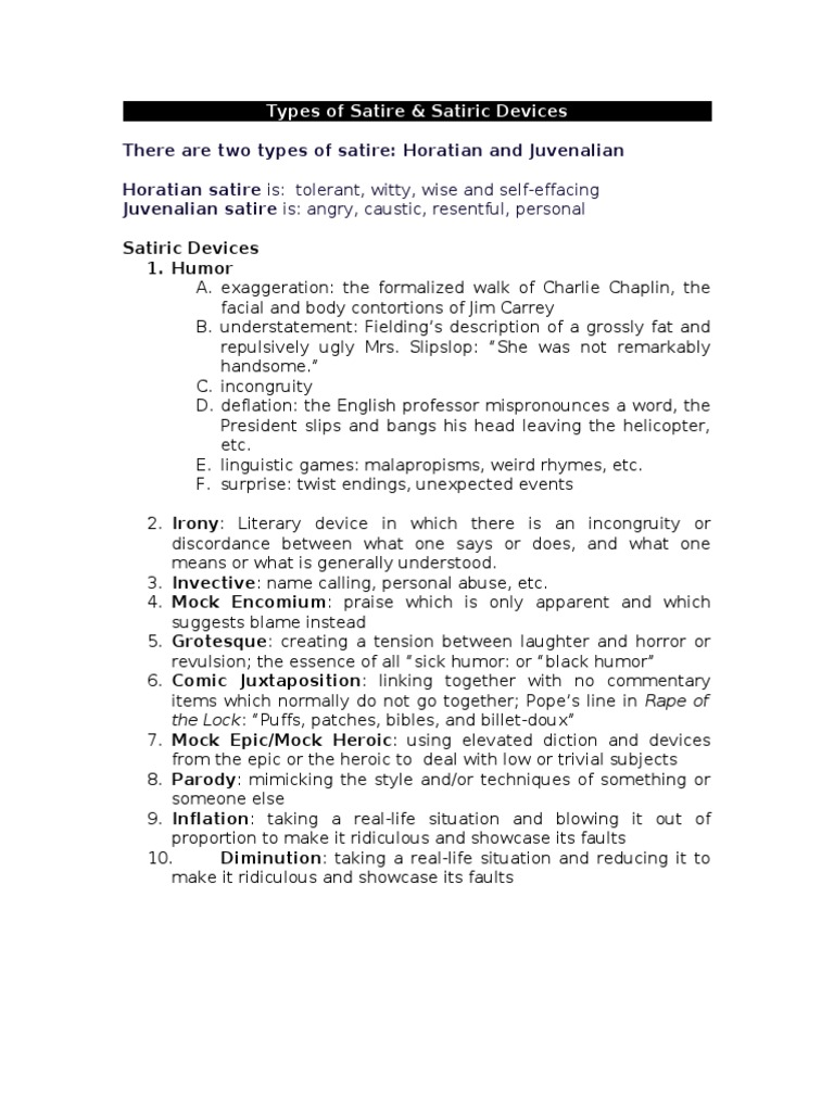 Types of Satire | PDF