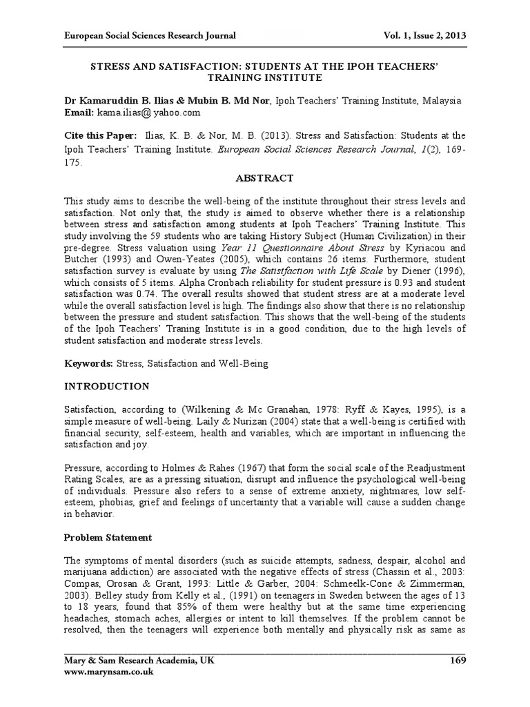 Stress and Satisfaction | PDF | Survey Methodology | Homework