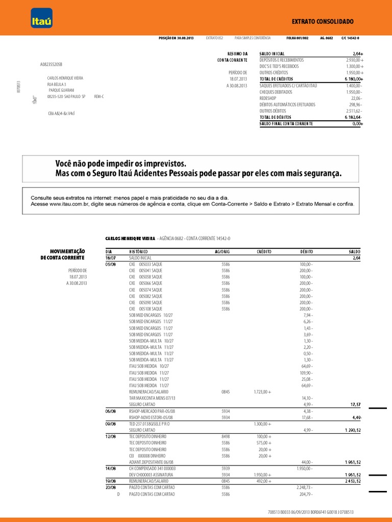 Extrato Consolidado | PDF