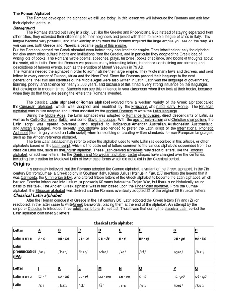 The Roman Alphabet | PDF | Latin Alphabet | Collation