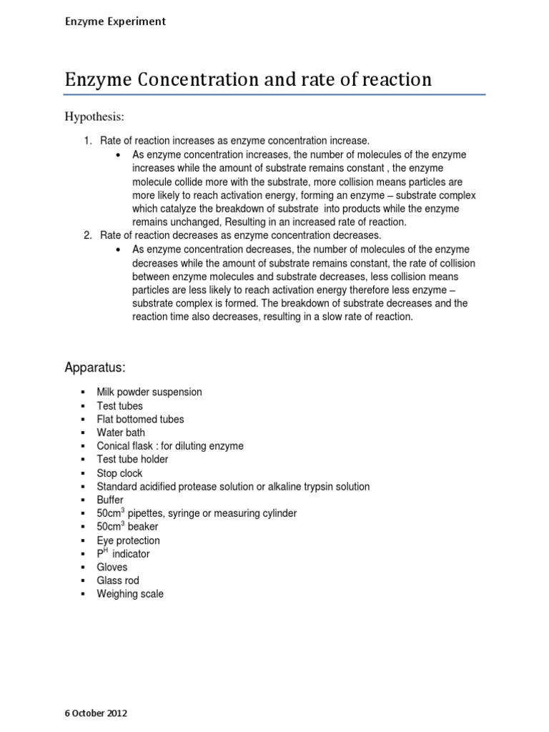 Enzyme Concentration and Reaction Rate Analysis | PDF | Enzyme ...