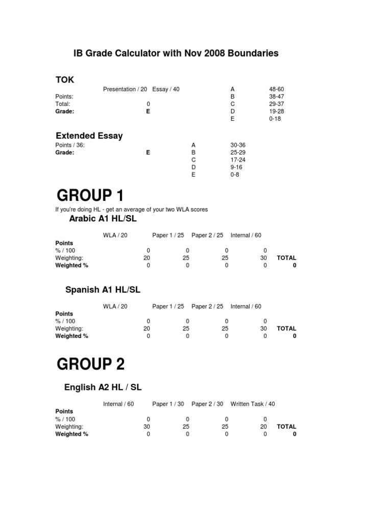 IB Grade Calculator | PDF | Statistics Of Education | Science And ...