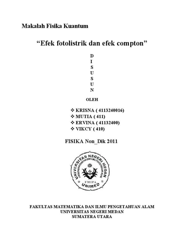 Makalah Efek Fotolistrik N COMPTON | PDF | Sains & Matematika