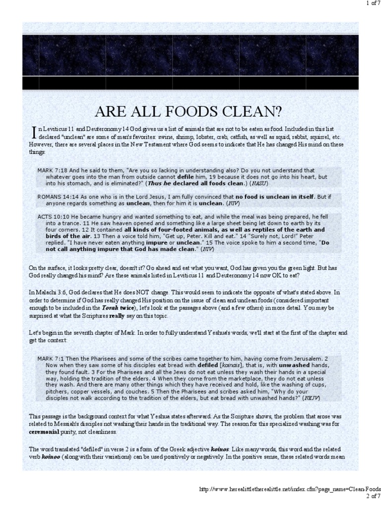 Are All Foods Clean? | PDF | Saint Peter | Acts Of The Apostles