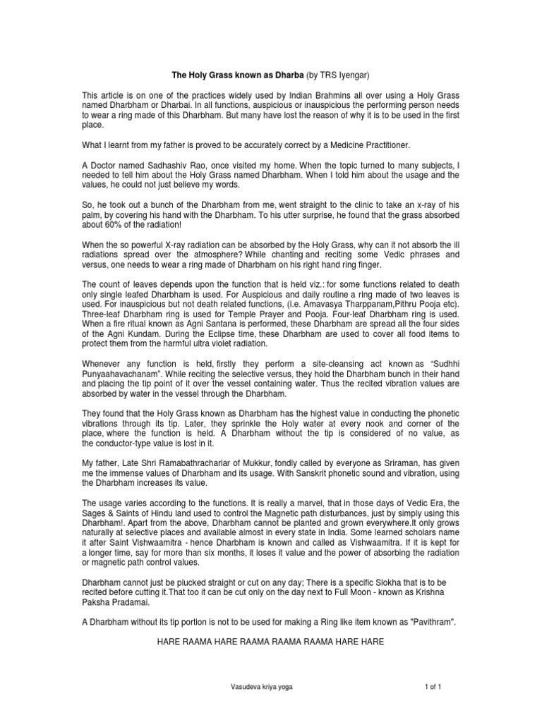 The Holy Grass | PDF | Religious Behaviour And Experience | Indian ...