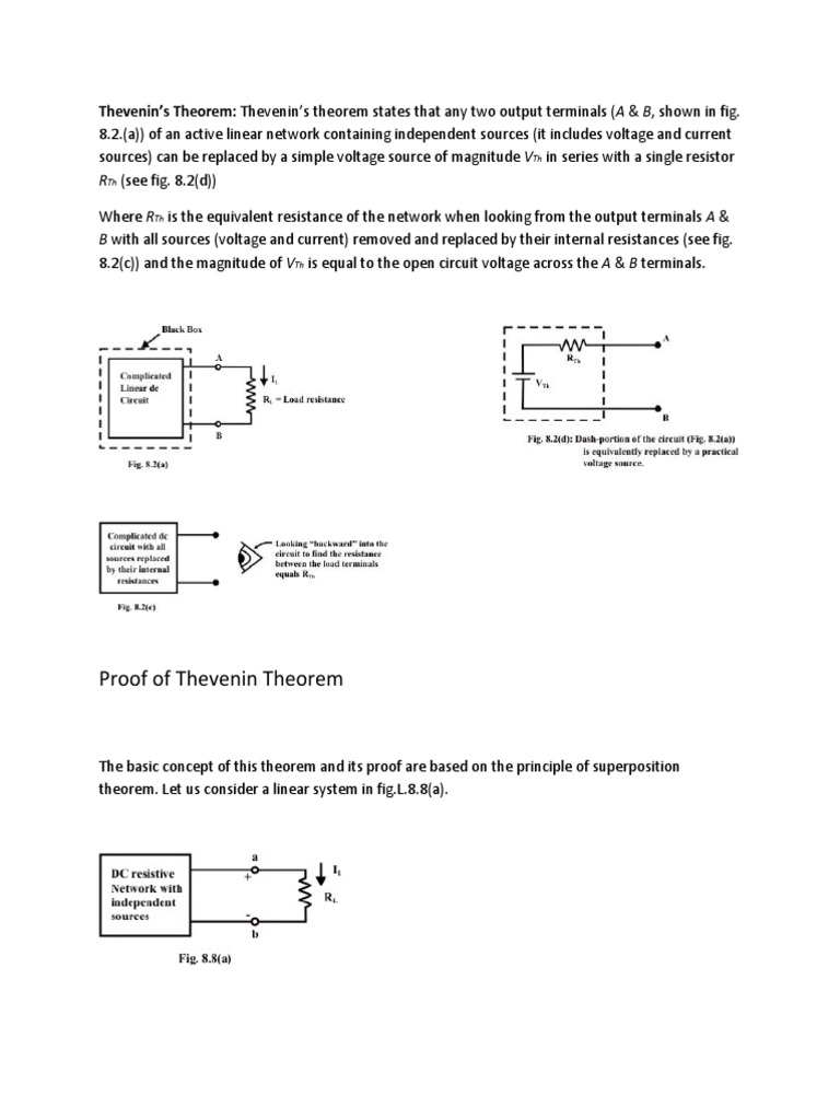 Understanding Thevenin's Theorem: Proof and Application of Equivalent ...