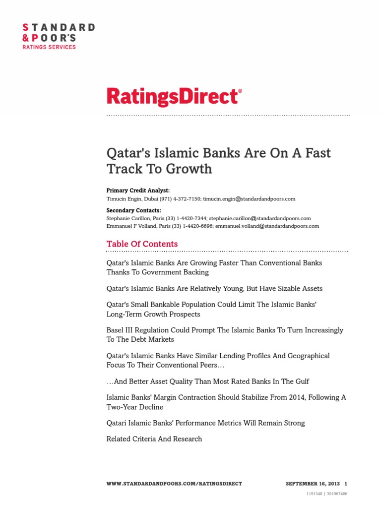 Qatar's Islamic Banks Are On A Fast Track To Growth: Primary Credit ...