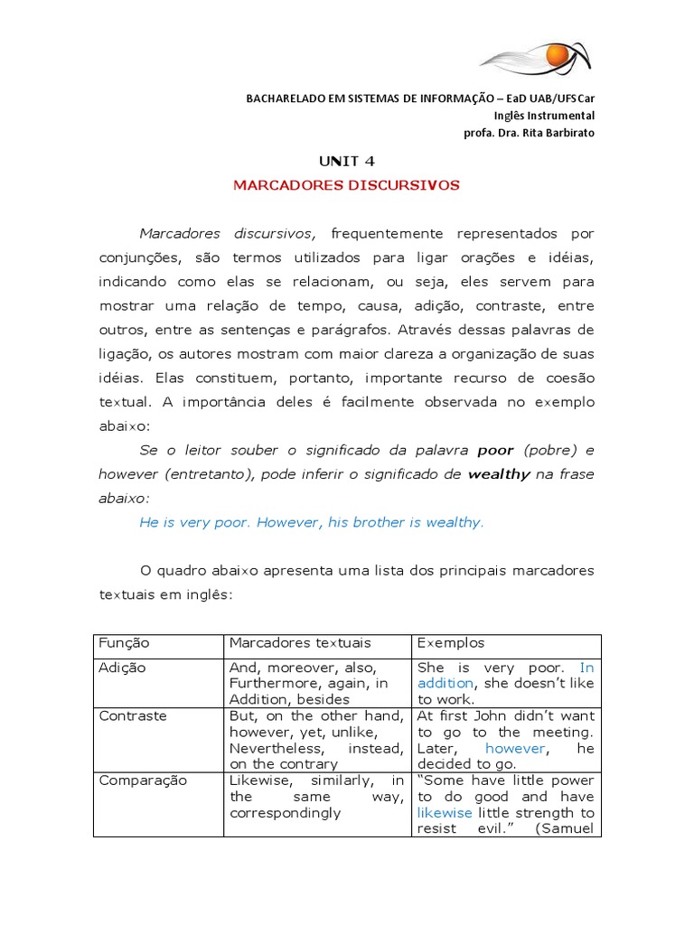 Marcadores Discursivos - Rita Barbirato | PDF