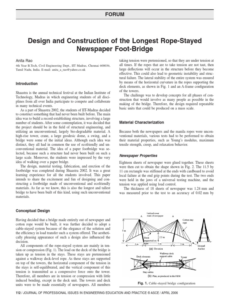 Design and Construction of The Longest Rope-Stayed Newspaper Foot ...