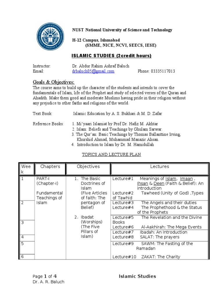 Islamic Studies (New-Revised) Course Outline | PDF | Quran | Islam