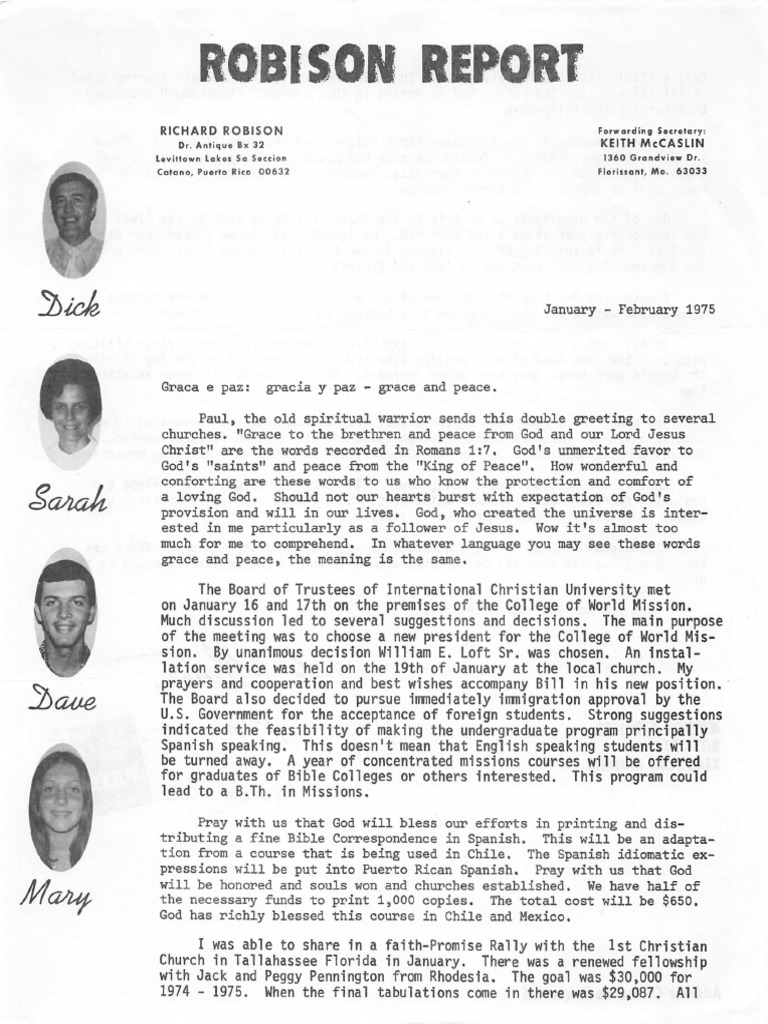Robison Richard Sarah 1975 PuertoRico PDF | PDF | Prayer | Jesus