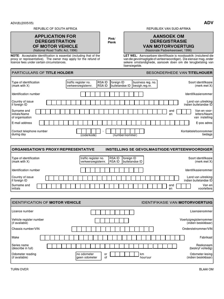 Application For Deregistration of Vehicle (Form ADV) | PDF