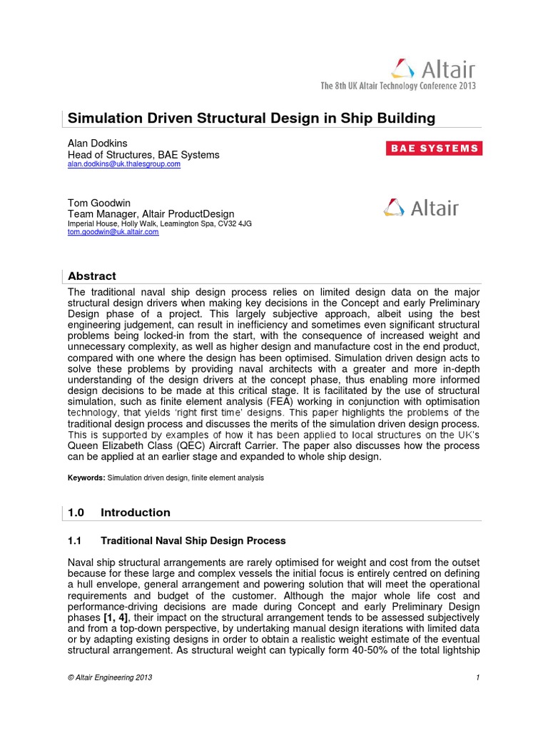 Simulation Driven Structural Design in Ship Building | PDF ...