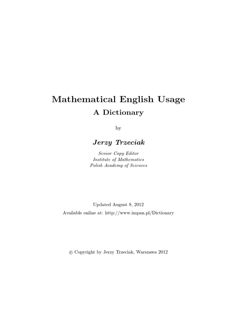 Dictionary - Mathematical English Usage | PDF | Theorem | Mathematical ...