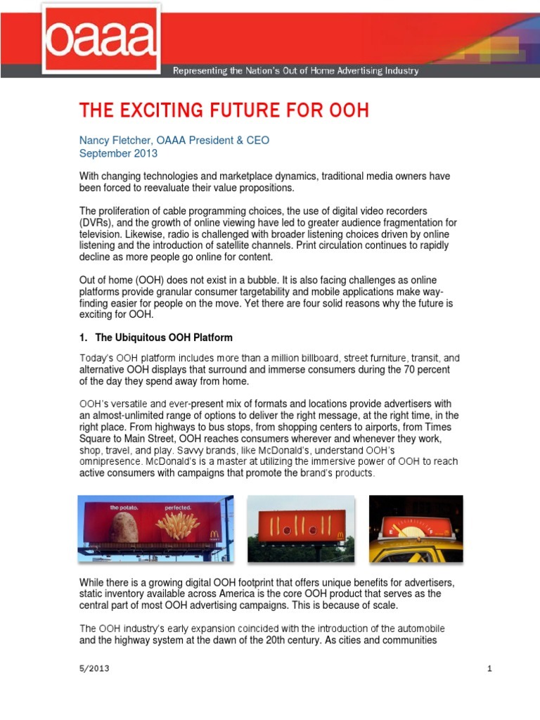 The Exciting Future of OOH | PDF | Audience Measurement | Advertising