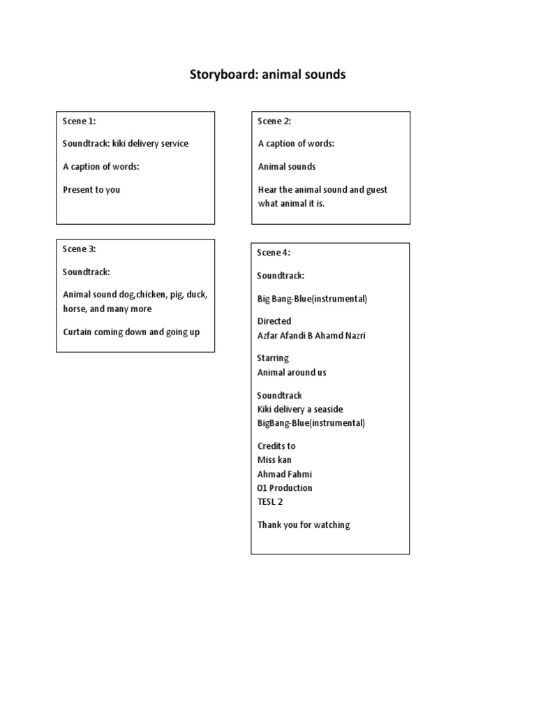 Animal Sounds Interactive Storyboard | PDF