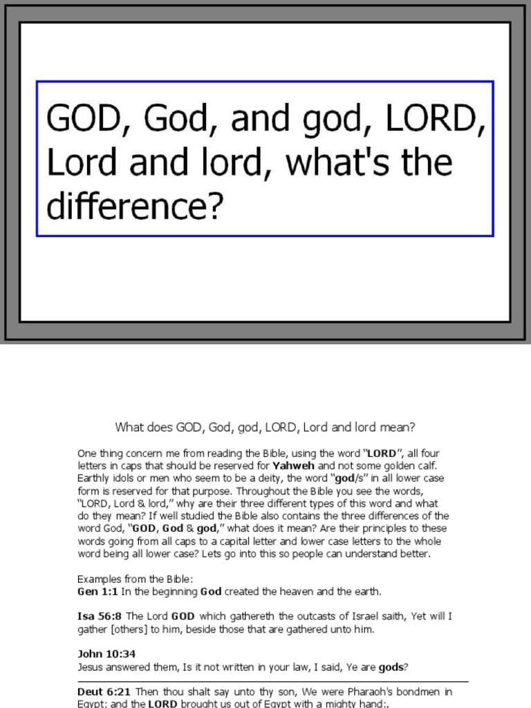 Understanding God and Lord Distinctions | PDF | Names Of God In Judaism ...