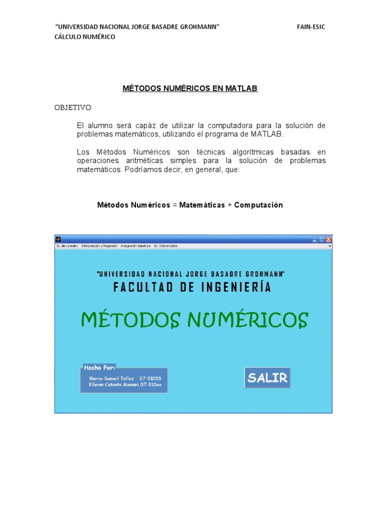 Métodos Numéricos en Matlab | PDF | Análisis numérico | Cálculo