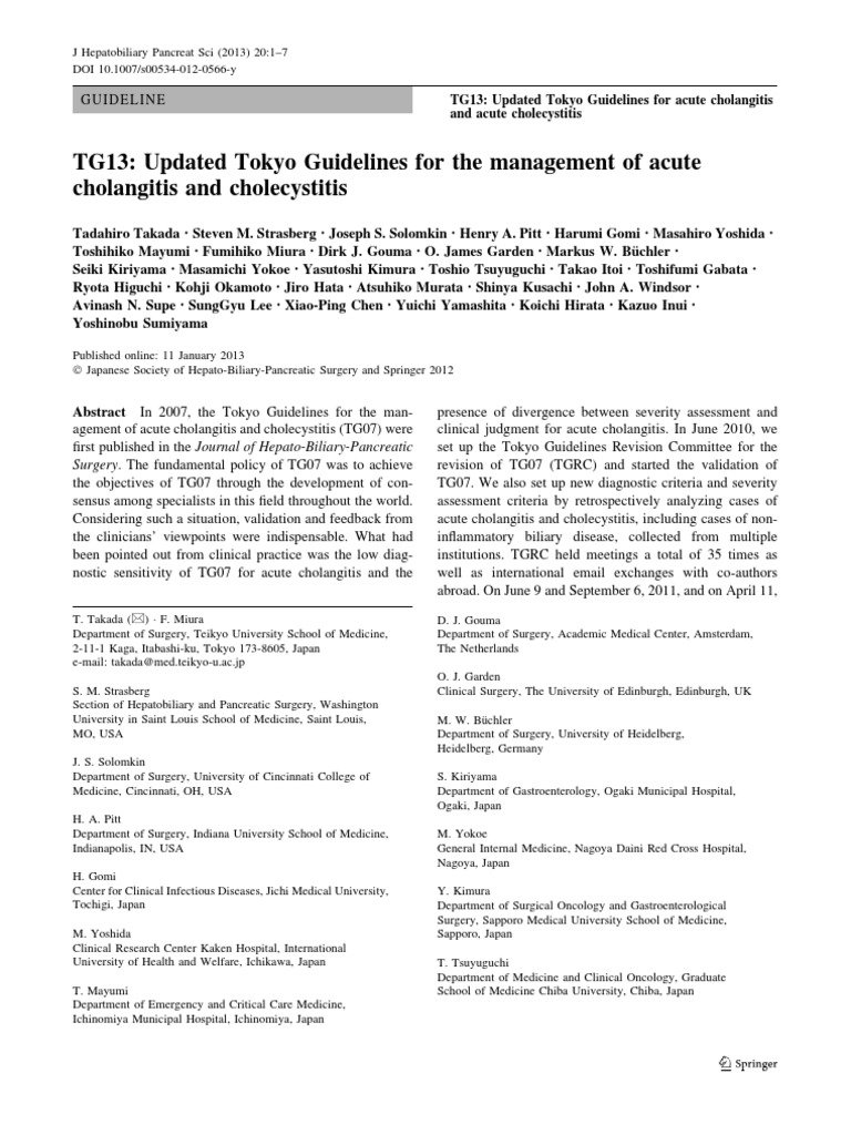 Tg13 Updated Tokyo Guidelines For The Management Of Acute Pdf