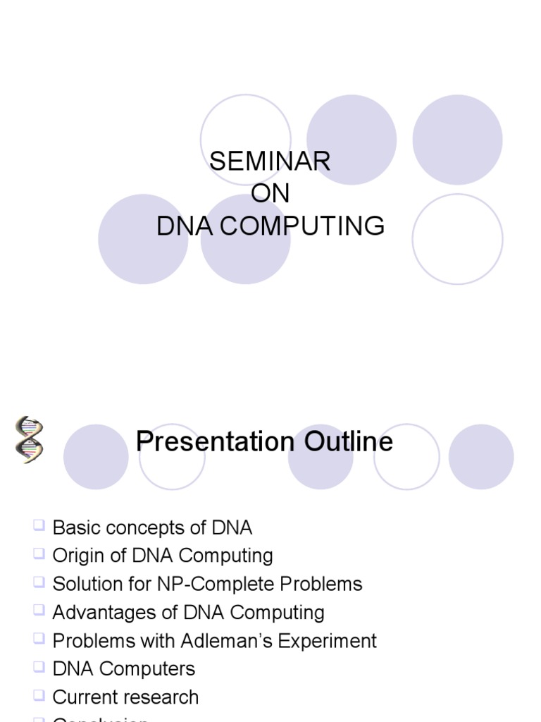 Seminar On DNA Computing | PDF | Dna | Molecular Biology