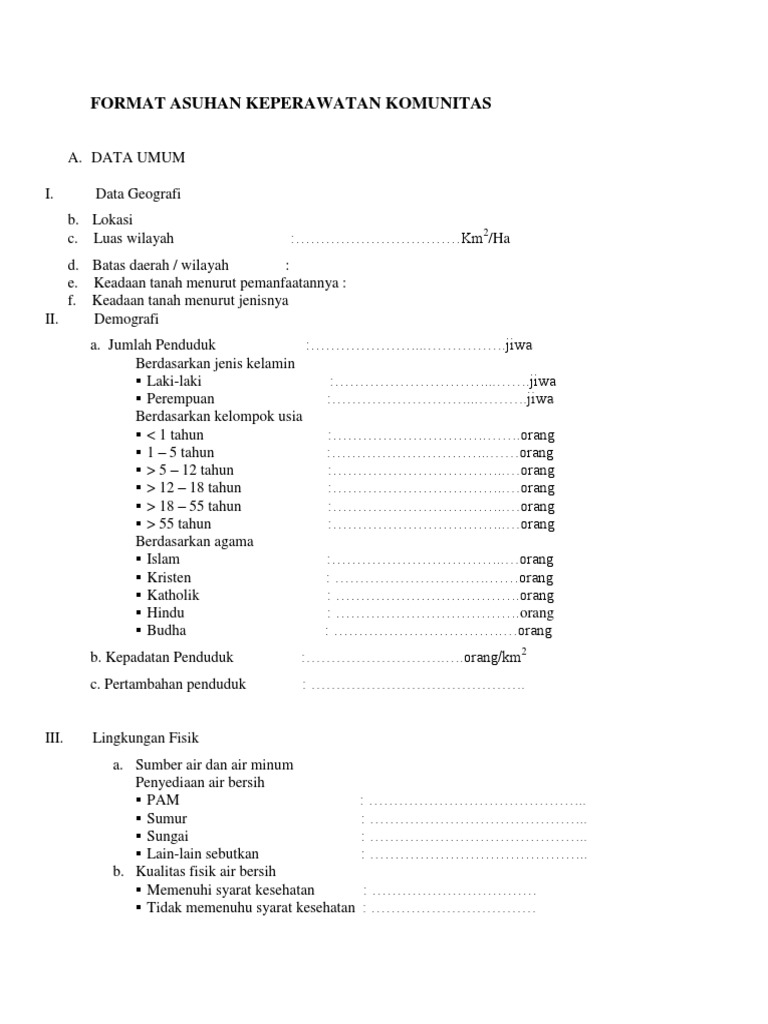 Format Asuhan Keperawatan Komunitas | PDF | Ilmu Sosial