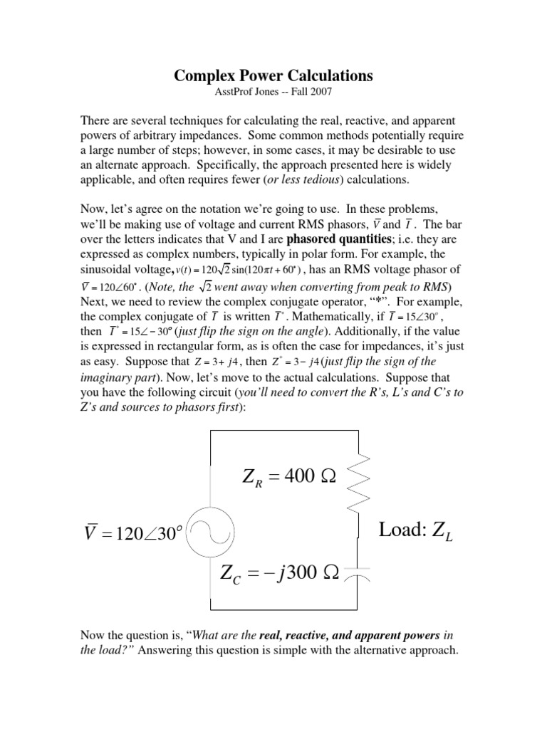 Complex Power Calculations | PDF