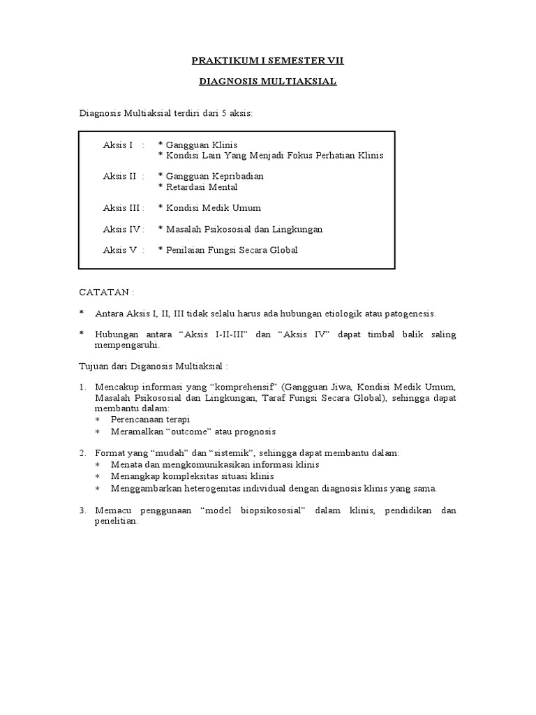 Diagnosis Multiaksial | PDF