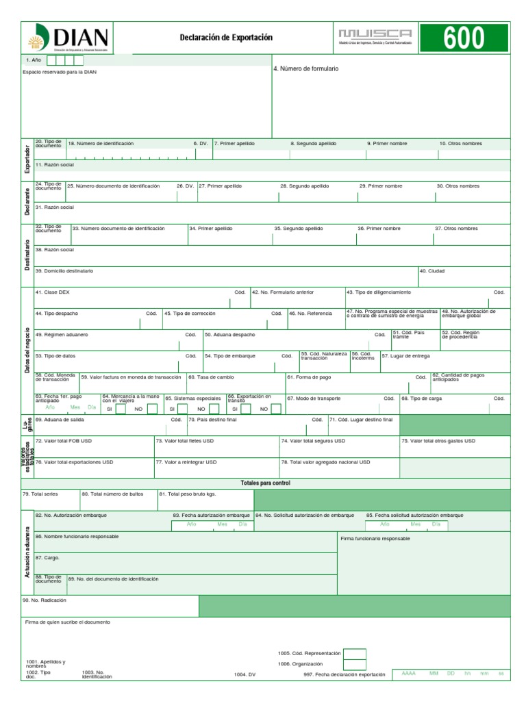 Declaracion de Exportacion 600-7-2 | PDF | aduana | Servicios (economía)