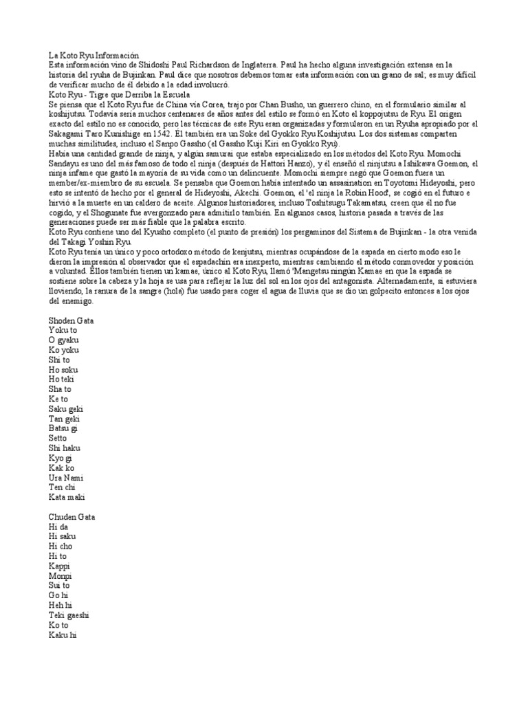 Koto Ryu Koppojutsua | PDF | Kata | Pie