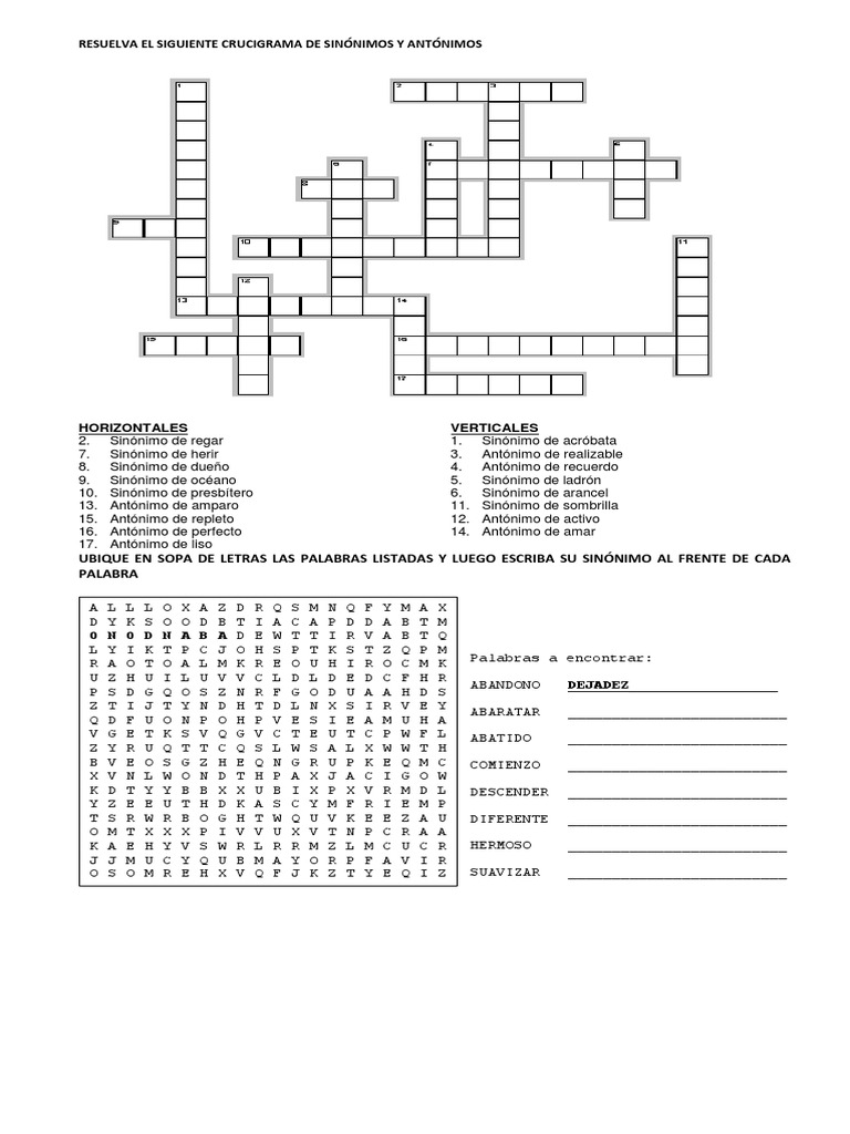 Taller de Sinónimos y Antónimos | Descargar gratis PDF | Ocio | Deportes