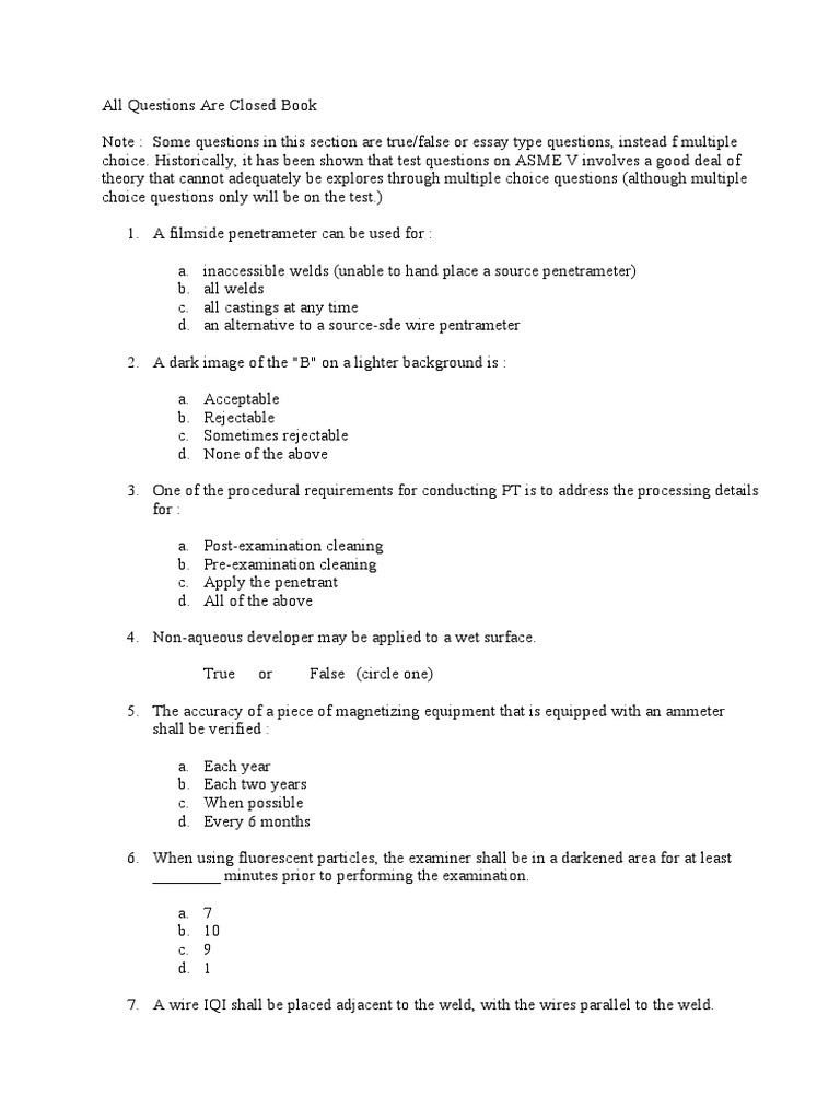 Asme Sec V Questions and Answers | PDF | Pipe (Fluid Conveyance ...