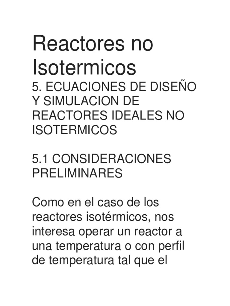 Reactores No Isotermicos | PDF | Reactor Quimico | Equilibrio químico