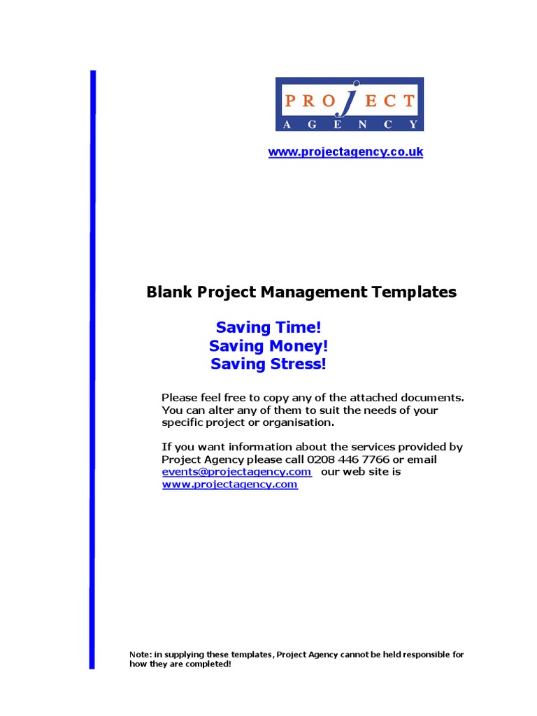 Blank Project Management Templates: Saving Time! Saving Money! Saving ...