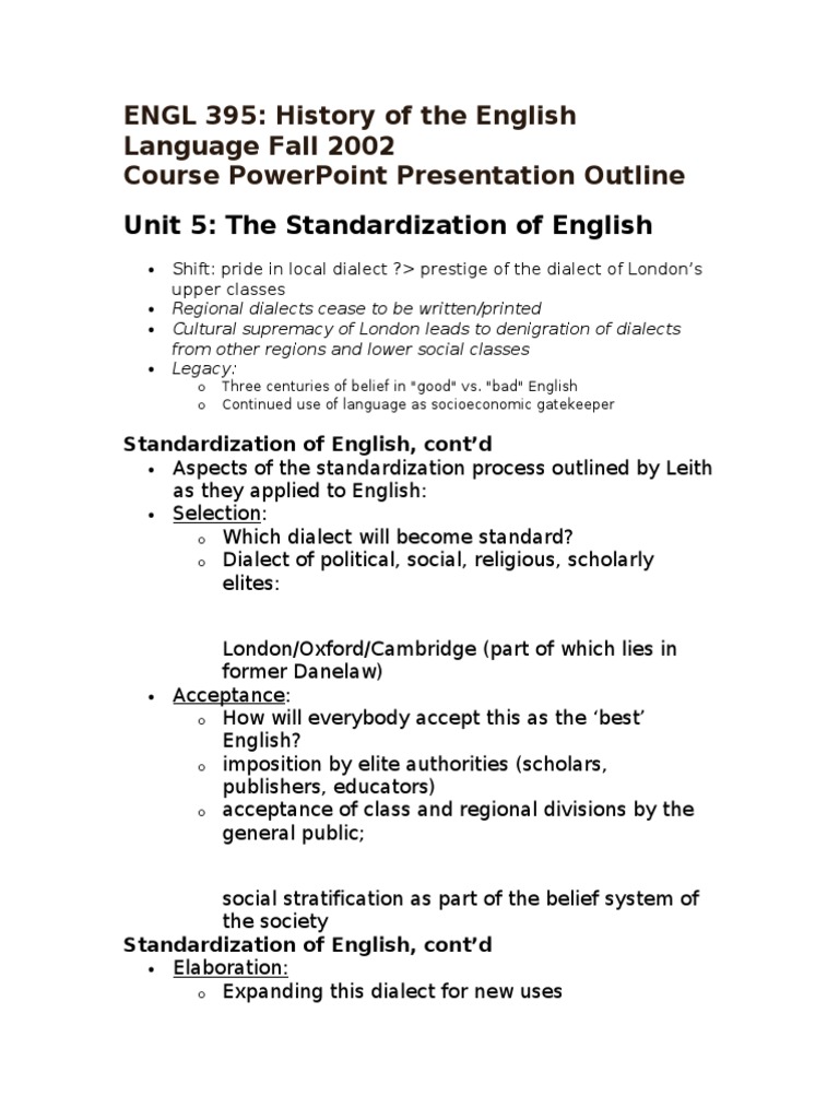 The Process of Standardization in English | PDF | English Language ...