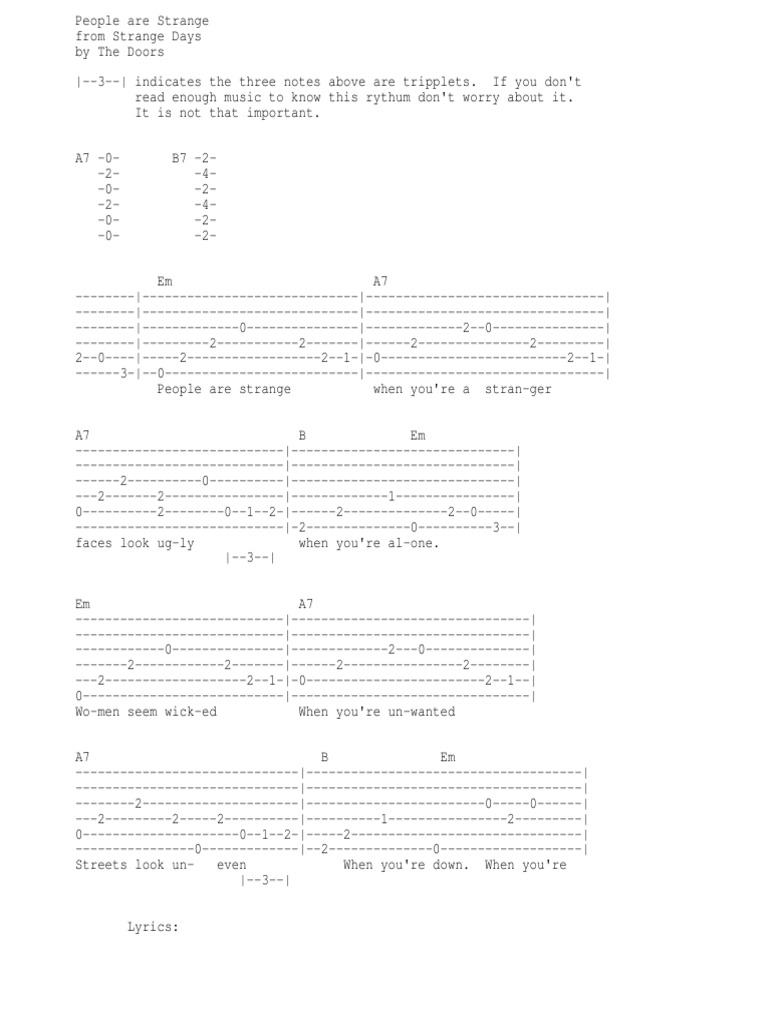 People Are Strange | PDF | Song Structure | Vocal Music