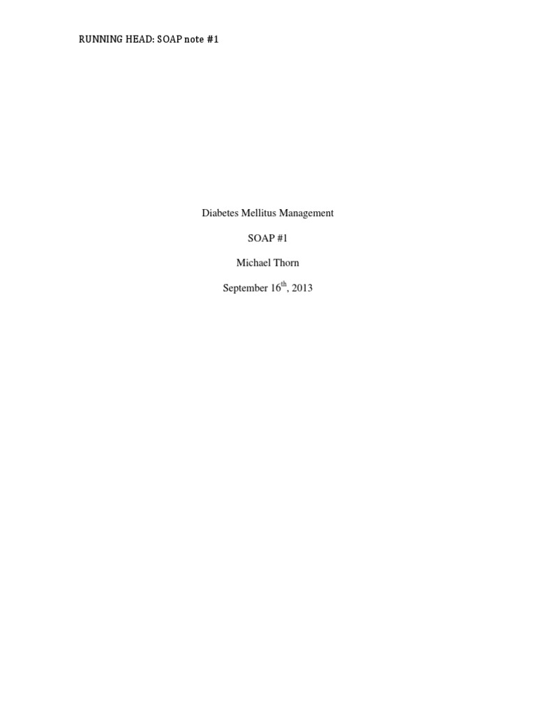 SOAP Note Diabetes | PDF | Insulin | Diabetes Management