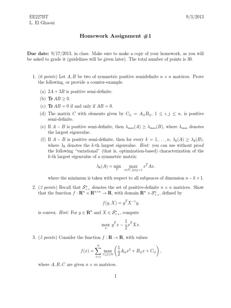 hw1 PDF | PDF | Mathematical Optimization | Matrix (Mathematics)