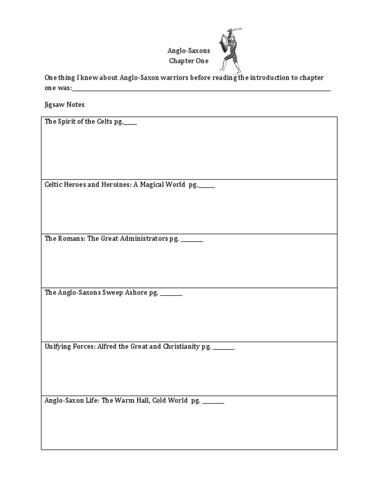 Anglo-Saxon Student Note Page | PDF