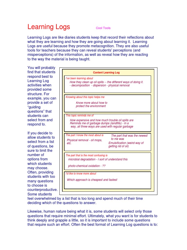 Learning Logs | PDF | Consensus Decision Making | Learning