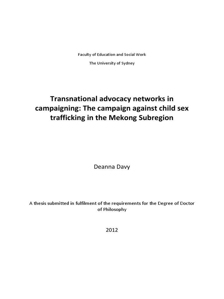 Davy Deanna PHD Thesis | PDF | Human Trafficking | Non Governmental ...