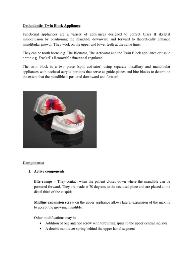 Twin Block Appliance for Class II Correction | PDF | Dental Anatomy ...