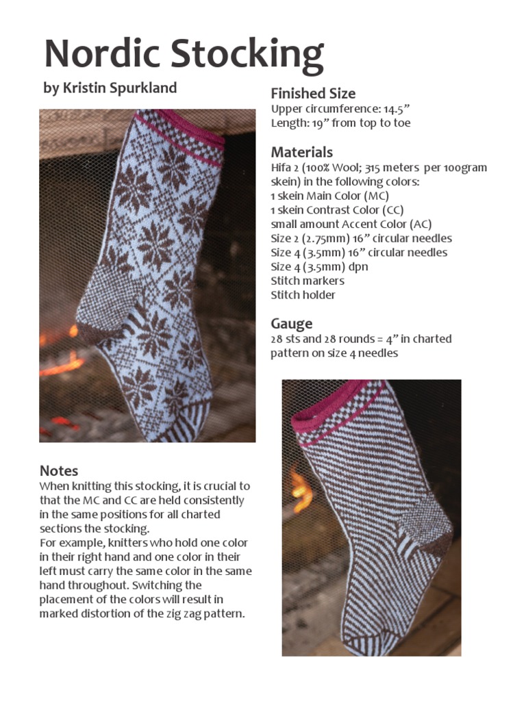 Nordic Christmas Stocking Pattern | PDF | Knitting | Needlework