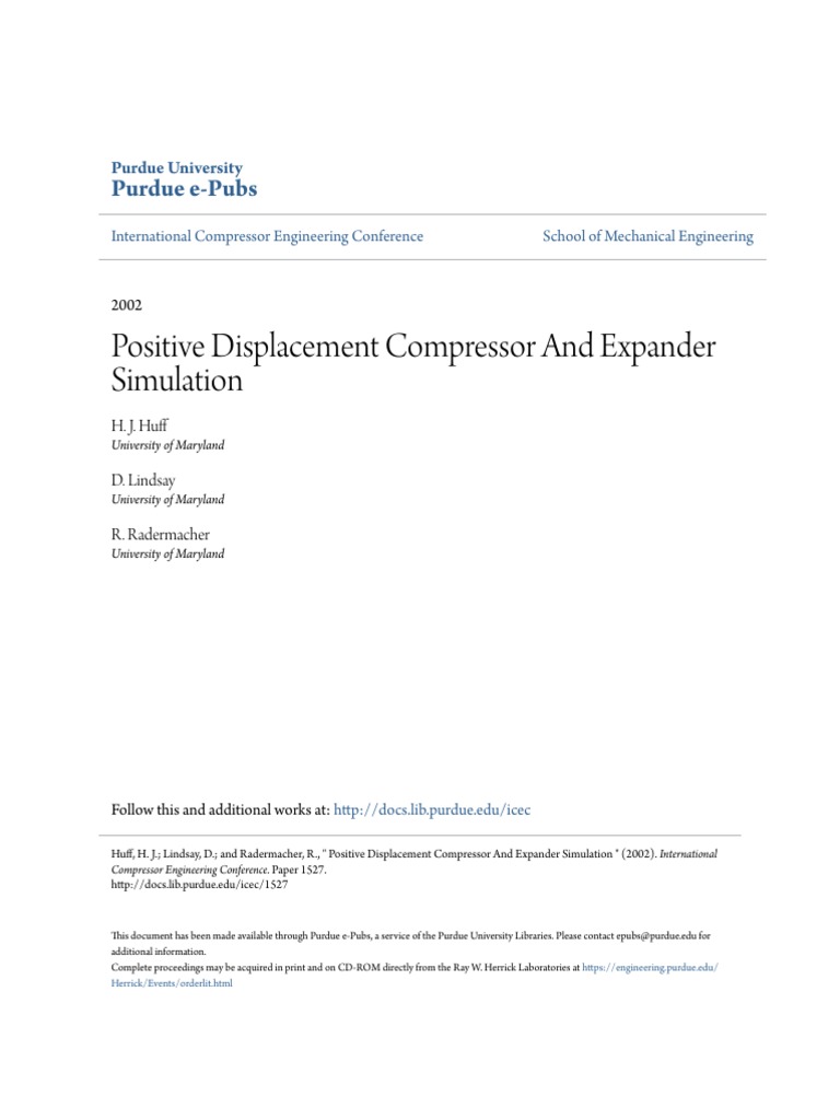Positive Displacement Compressor and Expander Simulation PDF | PDF ...