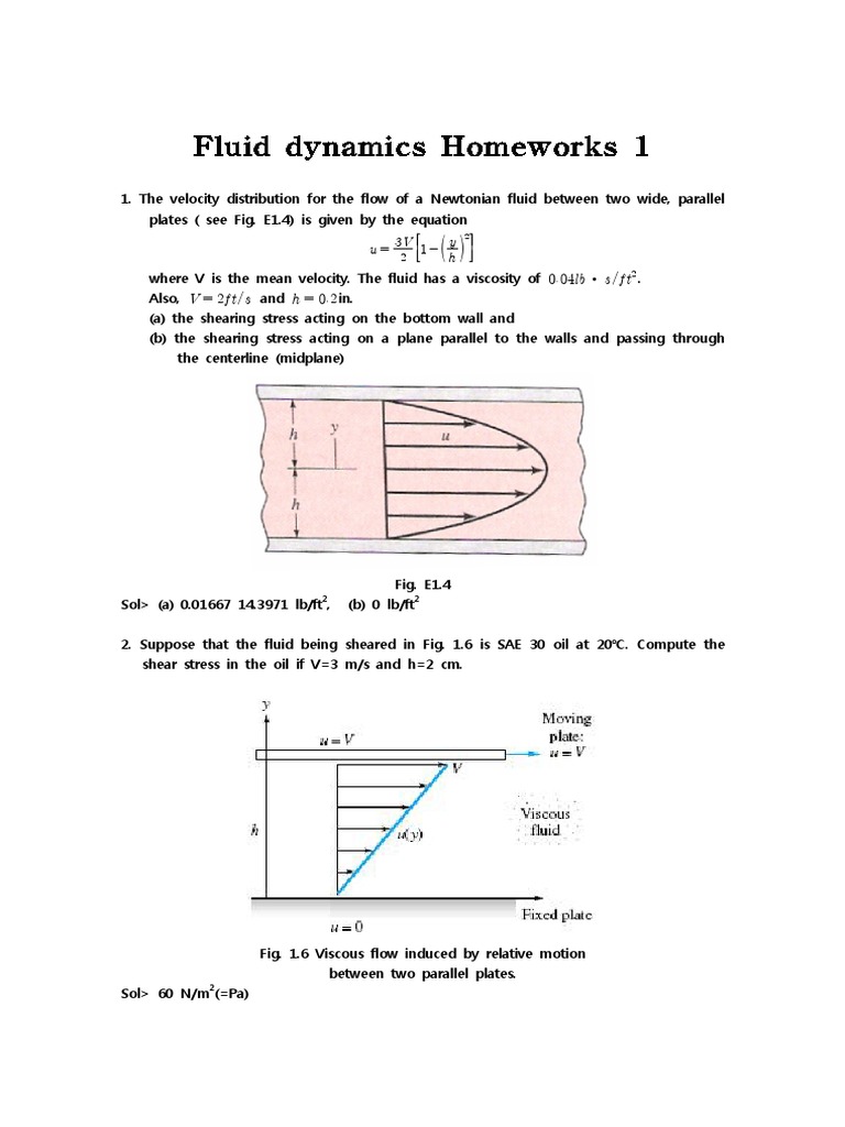 Fluid Dynamics Homework Solutions | PDF | Science & Mathematics