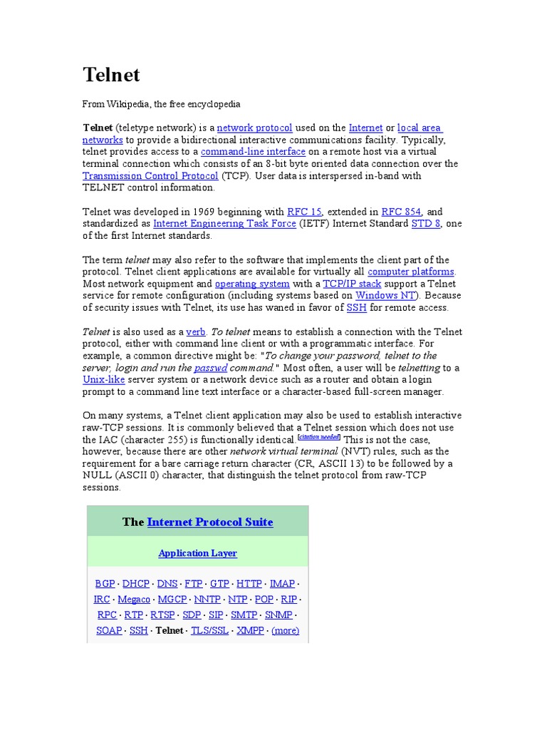 Telnet | PDF | Computer Networking | Networks