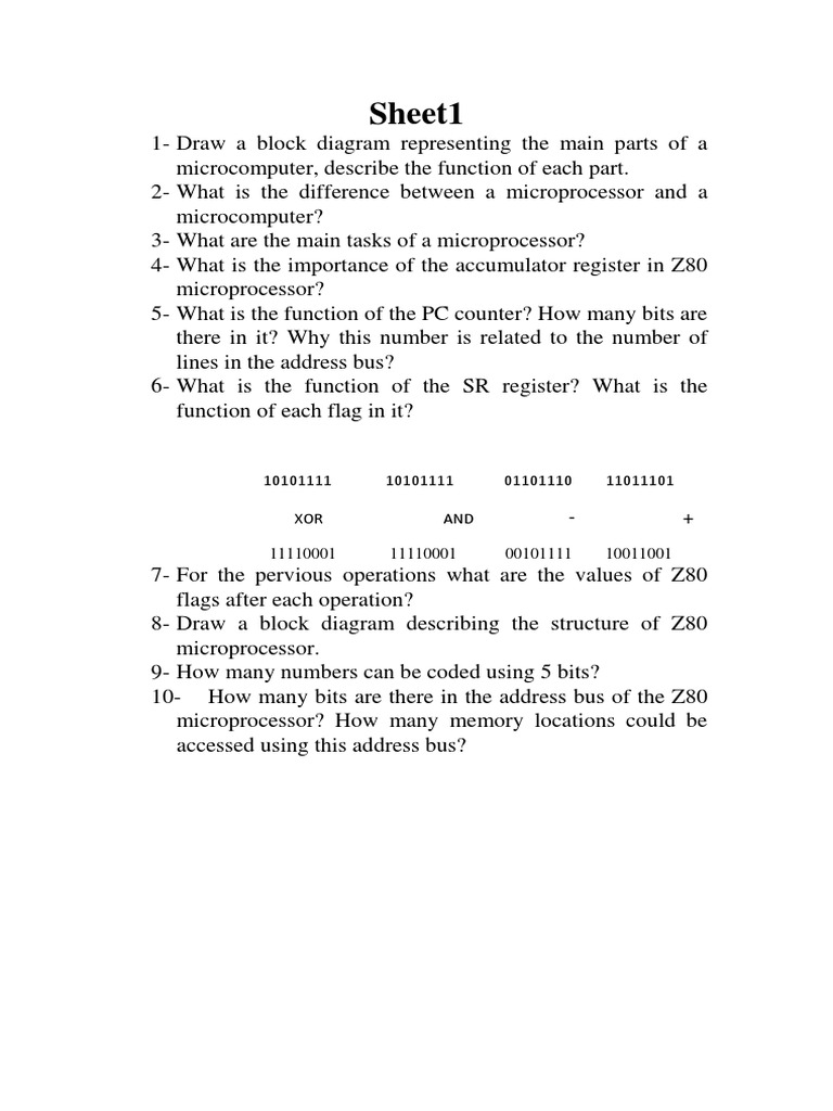 Z80 Sheets | PDF | Input/Output | Microprocessor