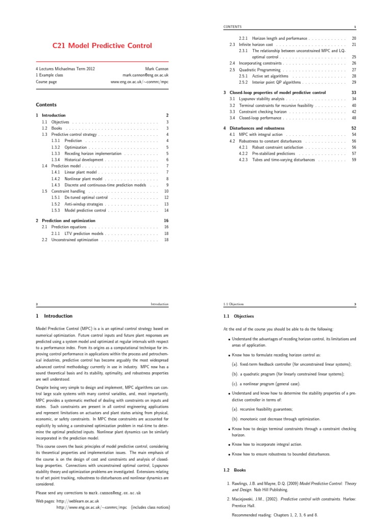mpc1 2 | PDF | Mathematical Optimization | Control Theory