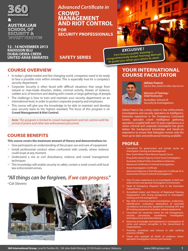 Advanced Certificate in Crowd Management & Riot Control For Security ...