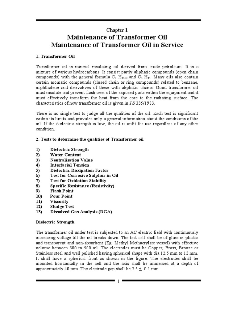 Maintenance And Testing Procedures For Transformer Oil To Ensure High