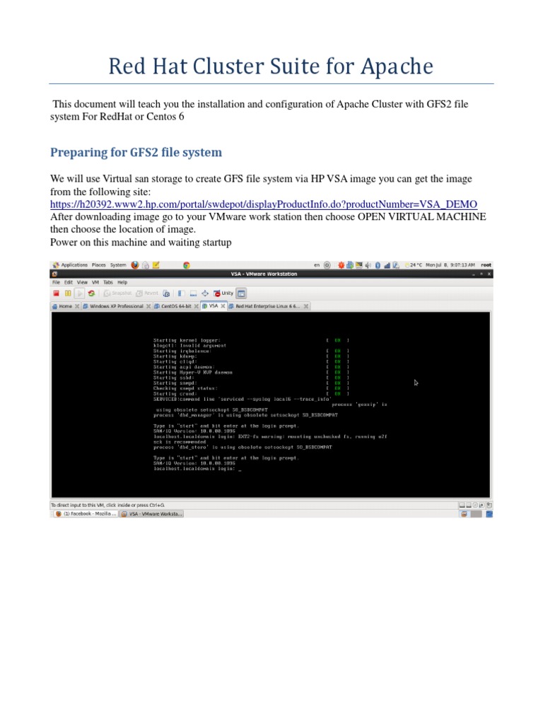 Configuring a Highly Available Apache Cluster with GFS2 File System on RedHat/CentOS Using HP ...